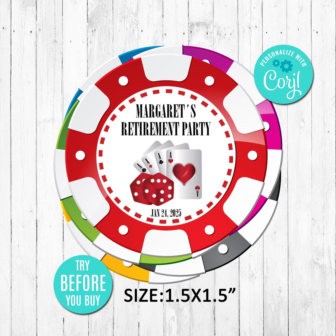 EDITABLE Casino Poker Chip Template, Sticker for Poker Chip, Casino ...