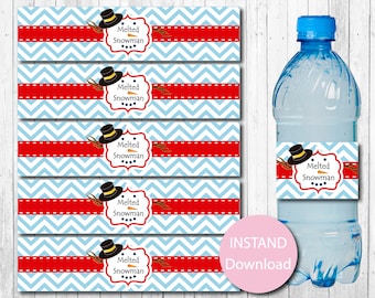 Melted Snow Christmas Holiday Party Water Bottle Labels - Etsy