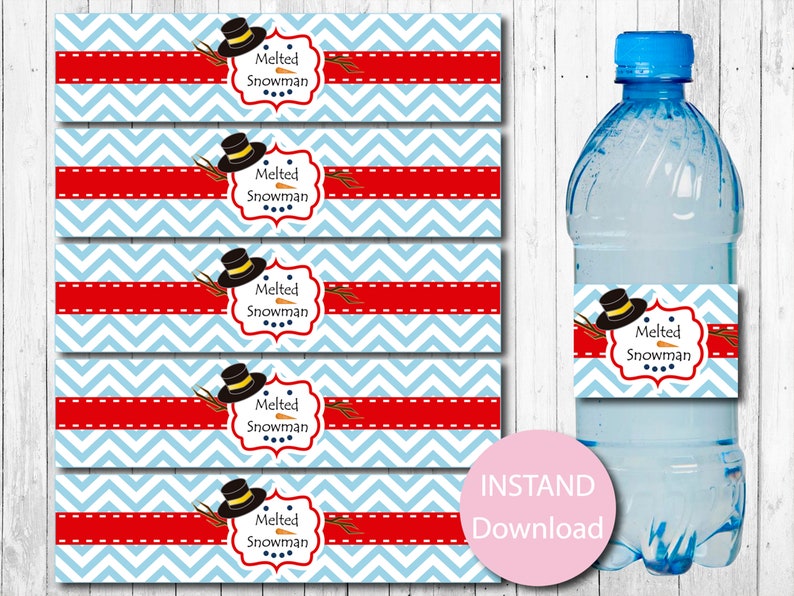 Printable Melted Snowman Water Bottle Labels Water Bottle - Etsy