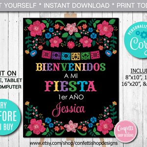 Editable Mexican Welcome Sign Spanish Mexican Fiesta Welcome | Etsy