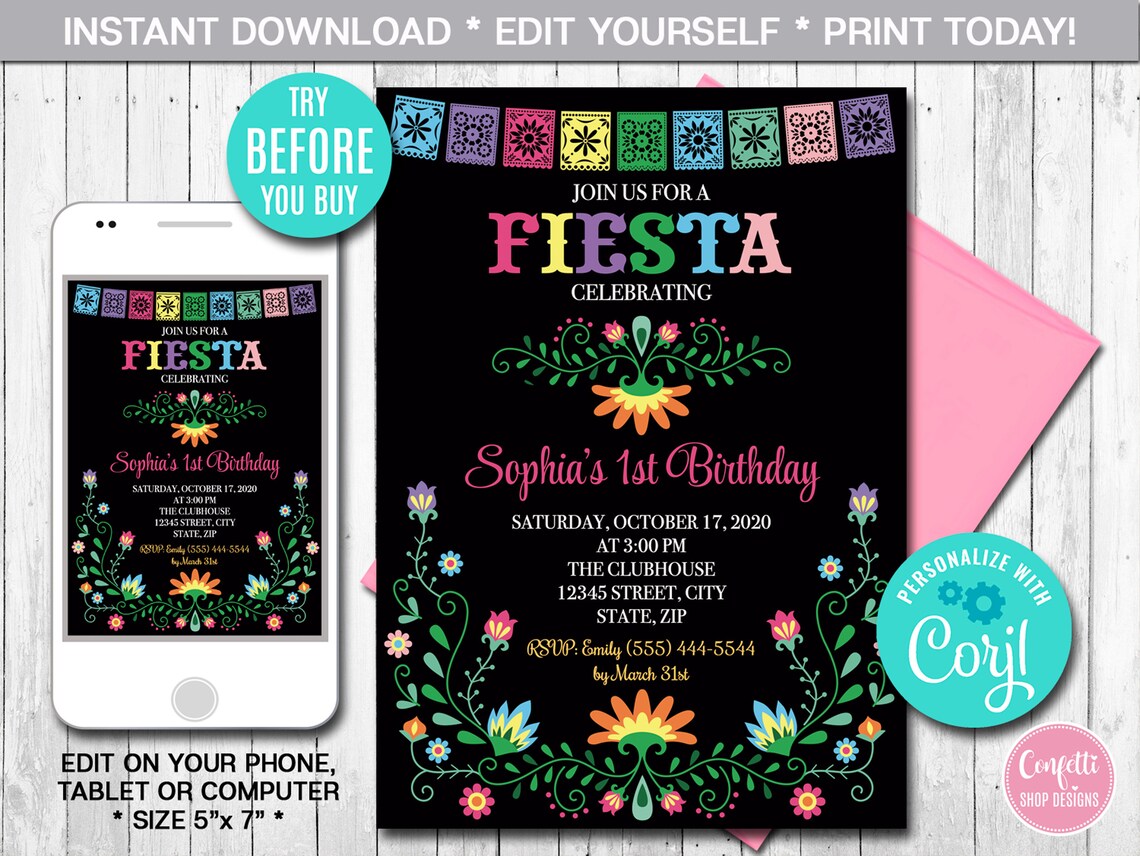 Editable Taco Bar Menu Sign Fiesta Party Menu Mexican Party | Etsy