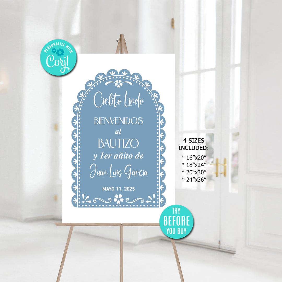 Cielito Lindo Baptism Welcome Sign: Mexican Barro Theme, Spanish ...