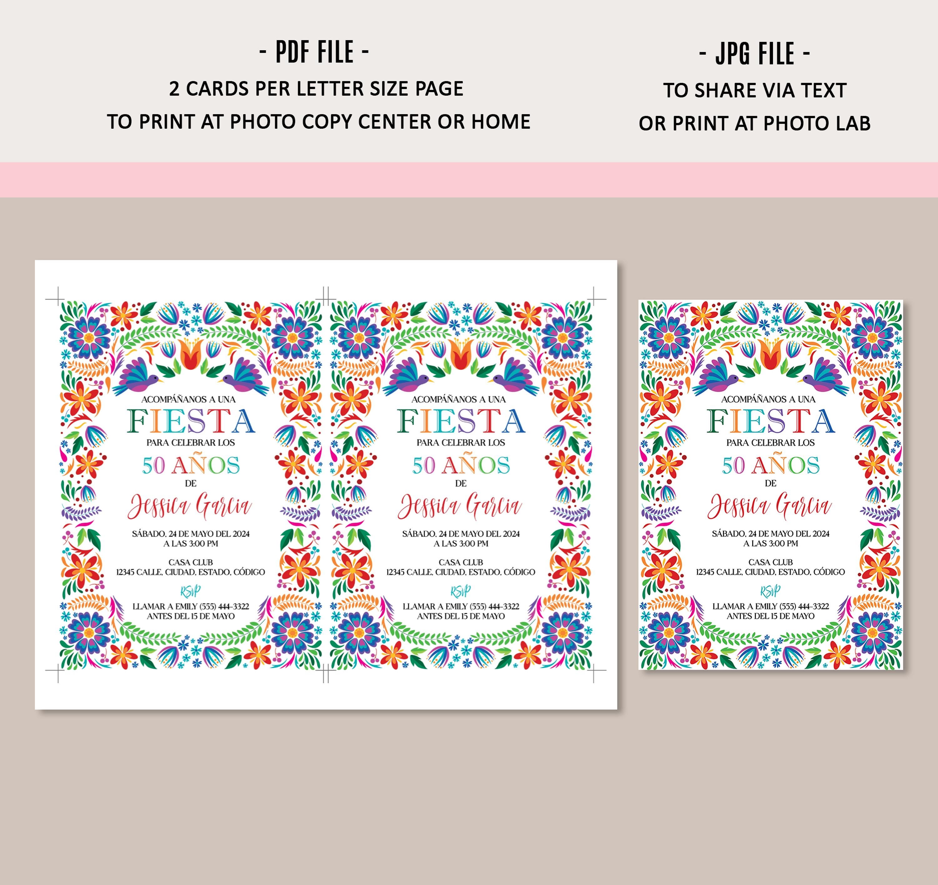 Editable Mexican Fiesta Birthday Invitation: Colorful Floral Birds ...