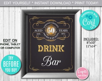 Editable Dessert Bar Sign ANY AGE to Perfection Birthday Party Sign ...