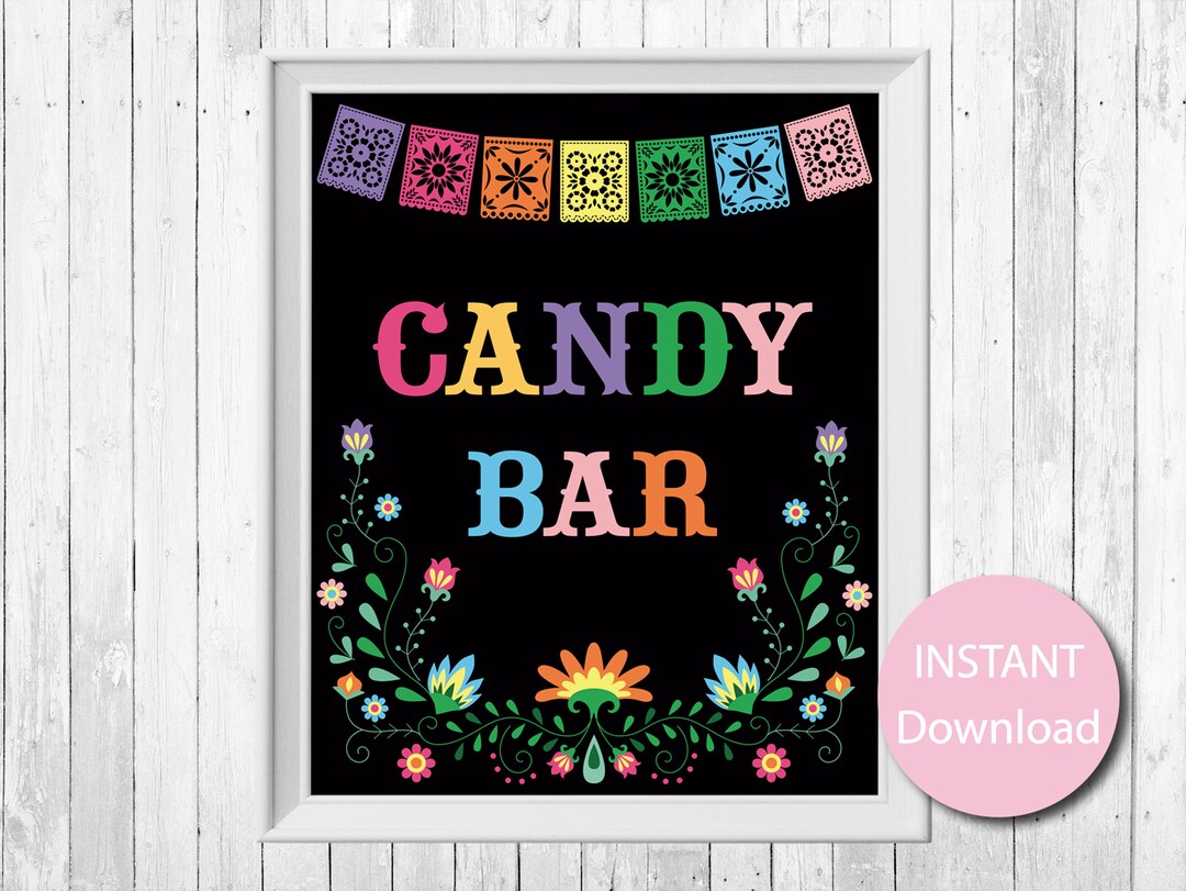 Fiesta Candy Bar Sign, Fiesta Table Sign, Mexican Party, Candy Bar Sign ...