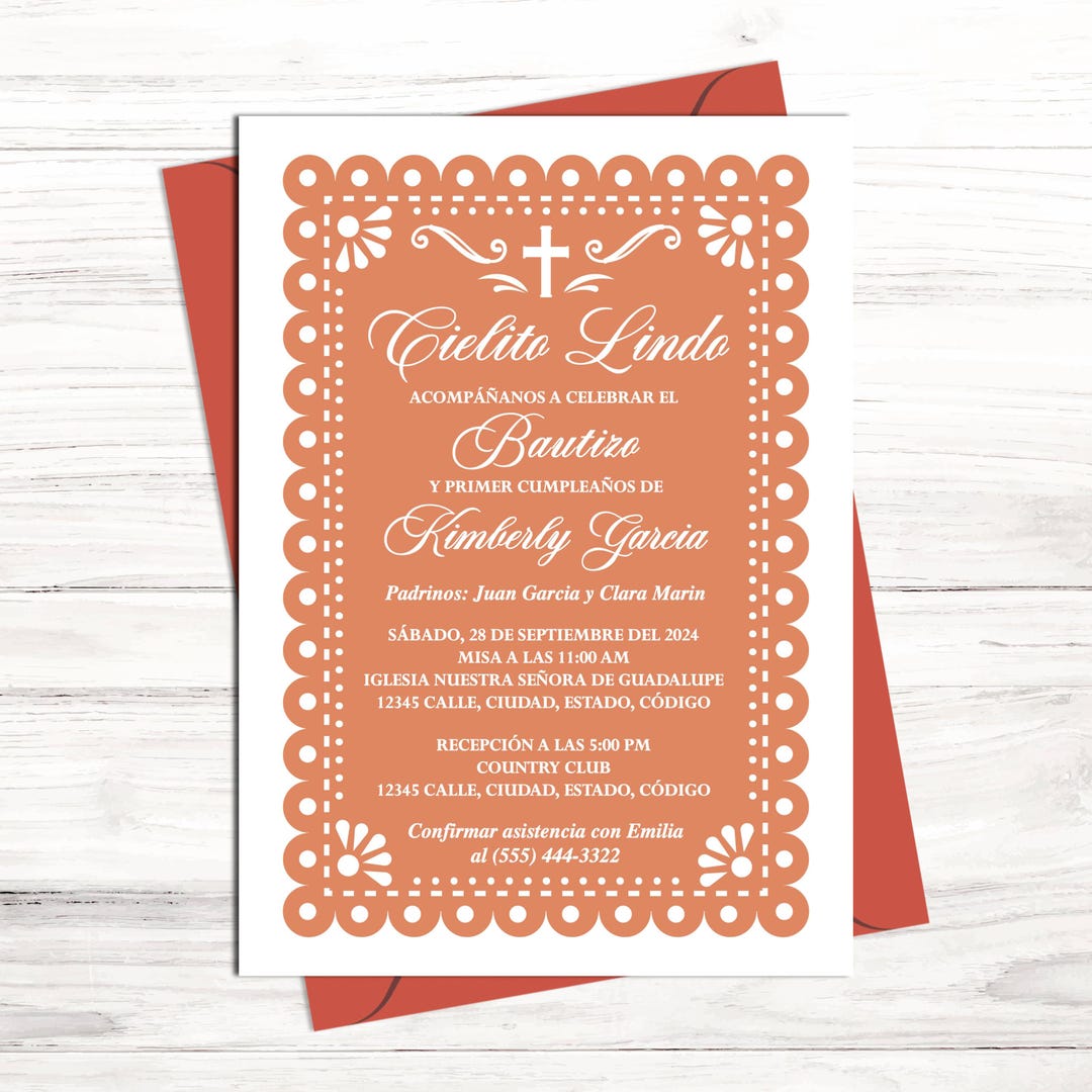 Cielito Lindo Baptism Invitation, Editable Template, Mexican Barro ...