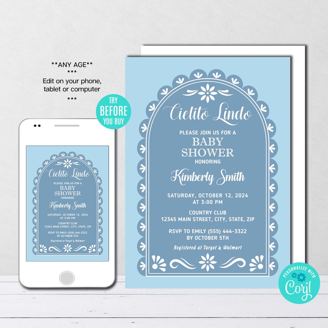 Editable Cielito Lindo Baby Shower Invitation for Boy, Printable ...