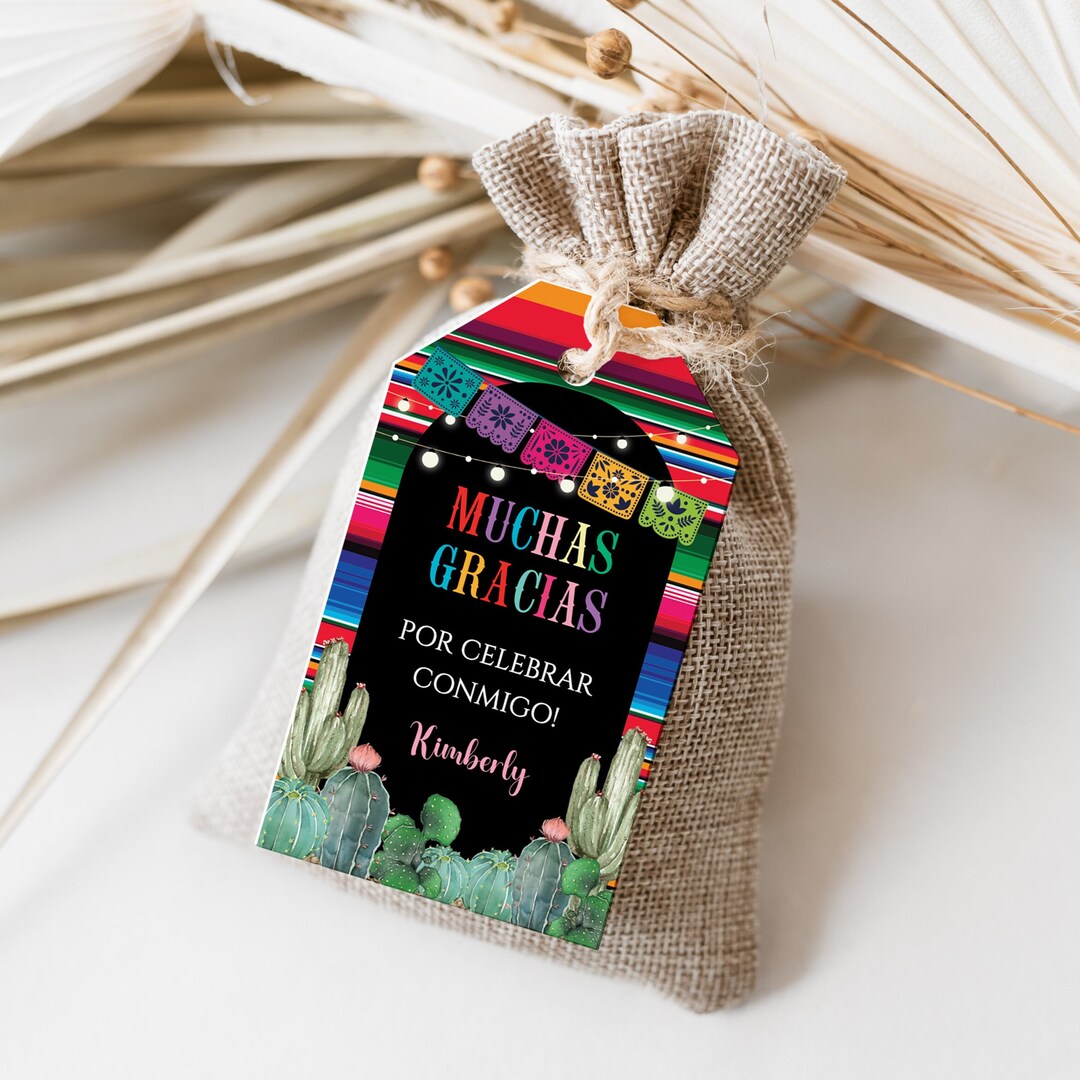 EDITABLE Mexican Favor Tag Template, Spanish Cactus Birthday Thank Tag ...