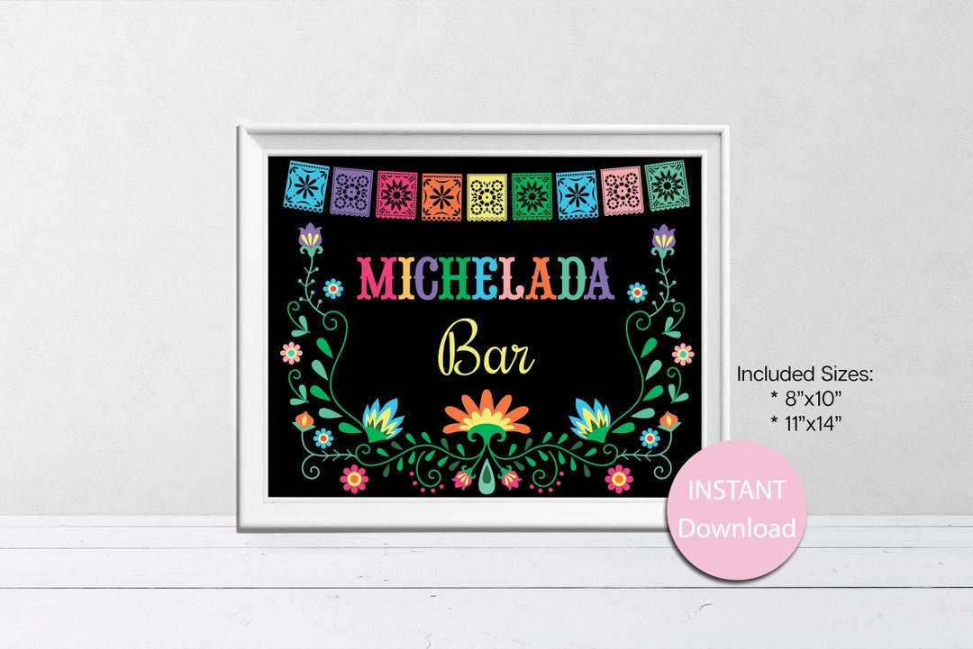 Michelada Bar Sign, Fiesta Table Sign, Mexican Party, Mexican Sign ...