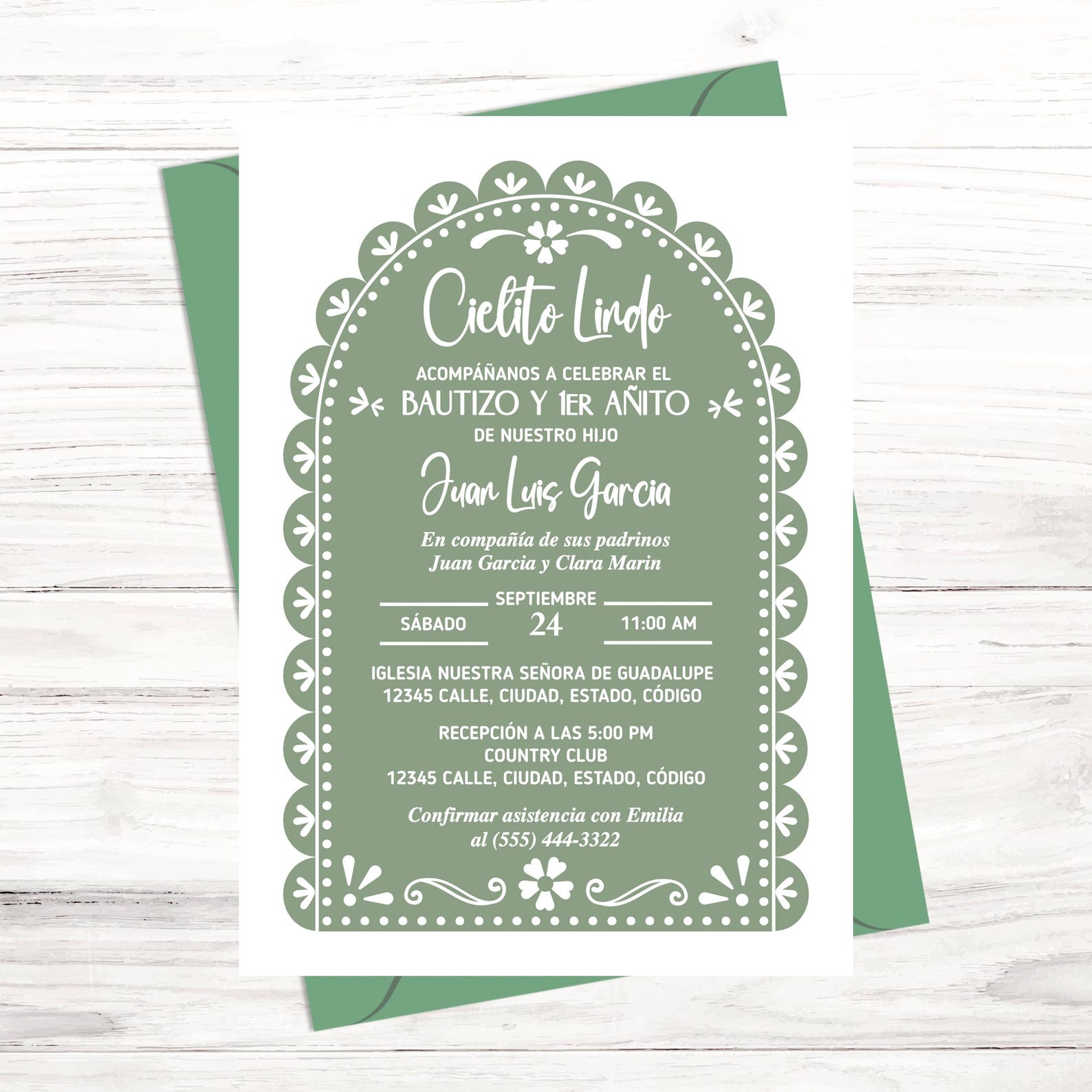Cielito Lindo Baptism and 1st Birthday Invitation, Spanish Editable ...
