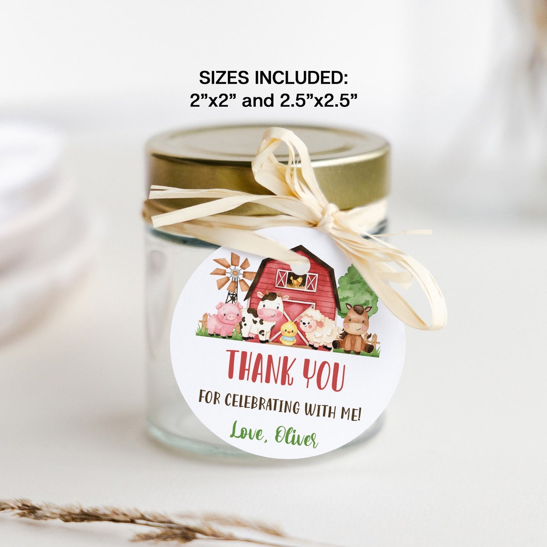 EDITABLE Farm Animals Favor Tag Farm Animals Thank You Tag Birthday ...