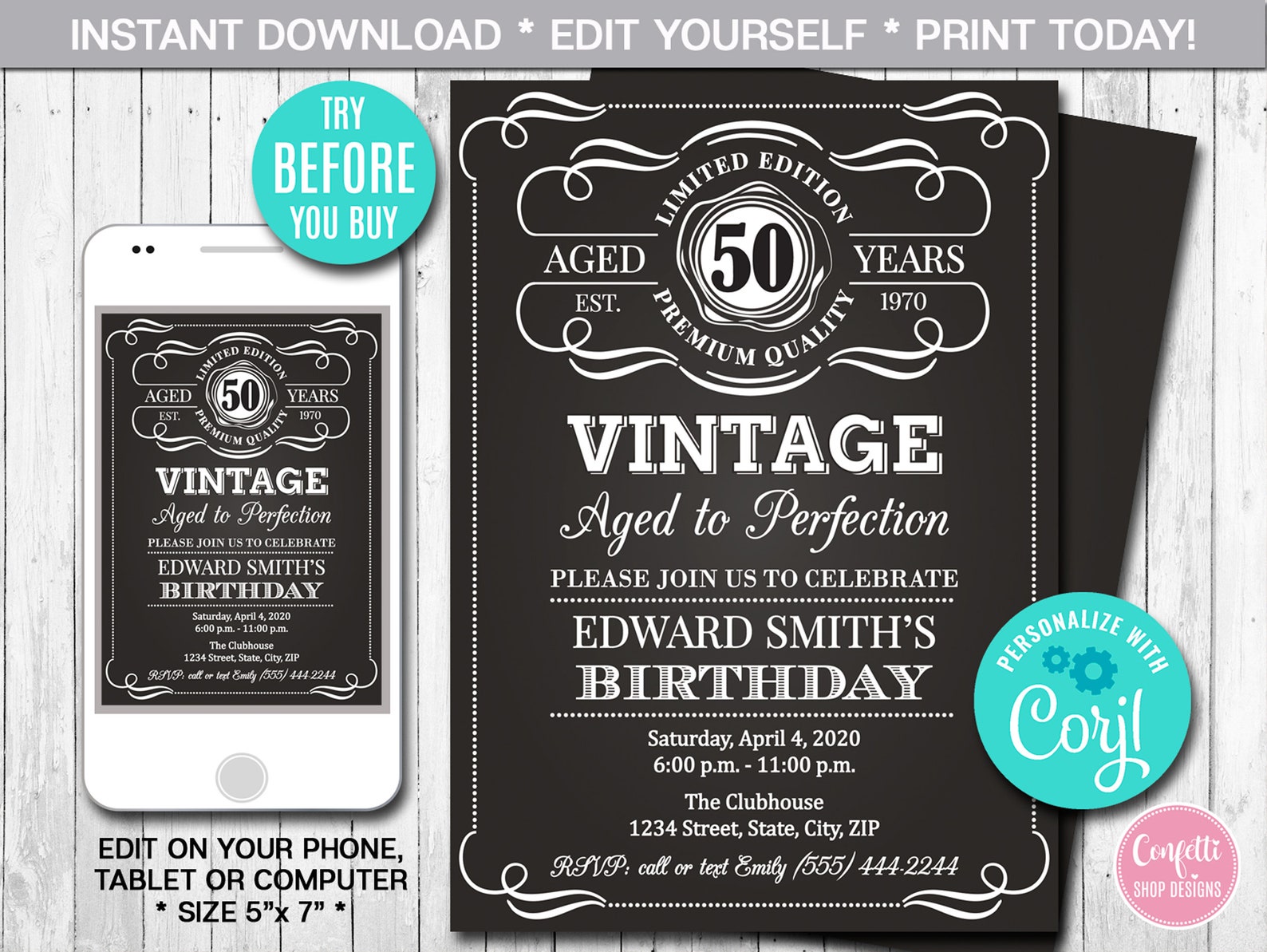 Editable Aged to Perfection Welcome Sign ANY AGE Birthday Party Welcome ...