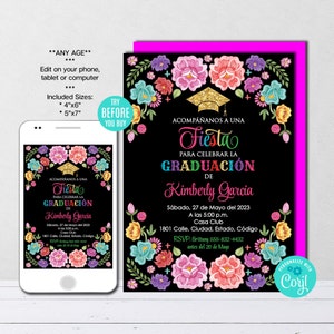 Editable Graduation Party Invitation Spanish Mexican Fiesta Graduation ...
