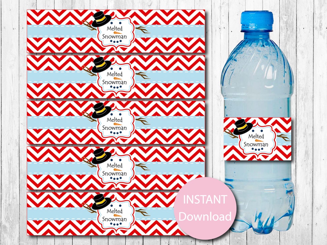 Printable Melted Snowman Water Bottle Labels, Water Bottle Wrapper ...