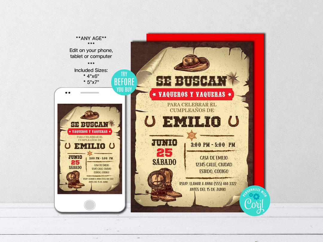 Editable Country Western Birthday Invitation, Cowboy Birthday ...