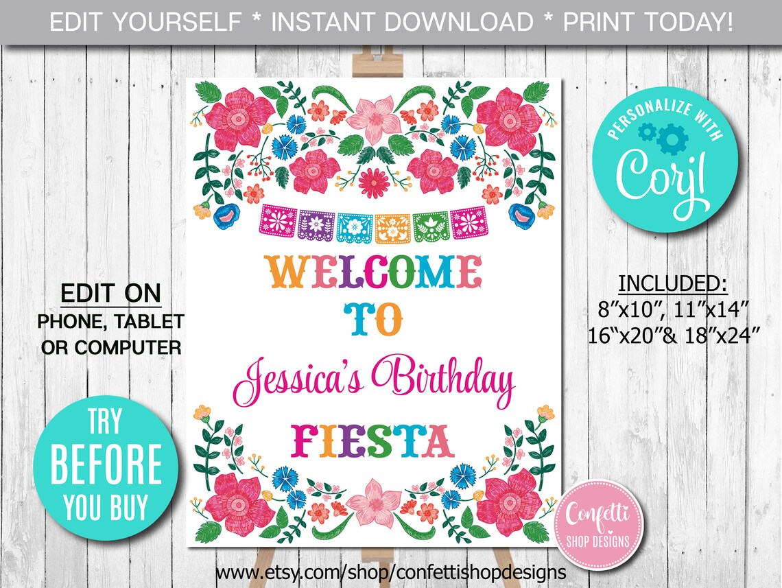 Editable Mexican Menu Mexican Birthday Mexican Flowers Menu | Etsy