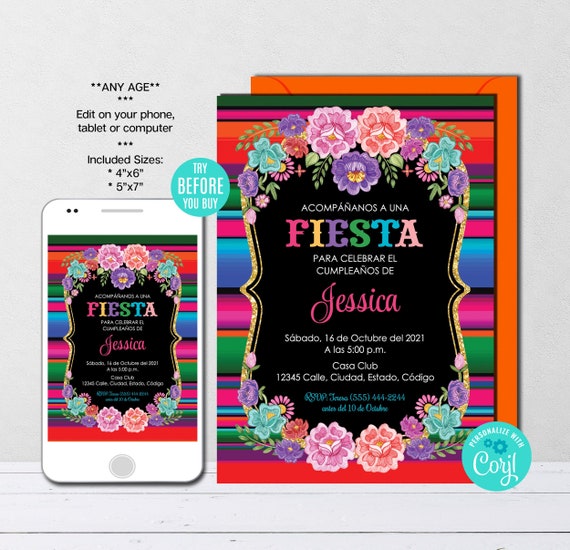 Fiesta Party Invitations In Spanish