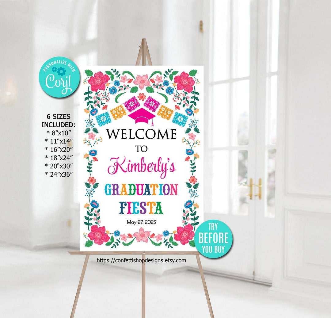 Editable Mexican Welcome Sign Graduation Welcome Sign Graduation Fiesta ...