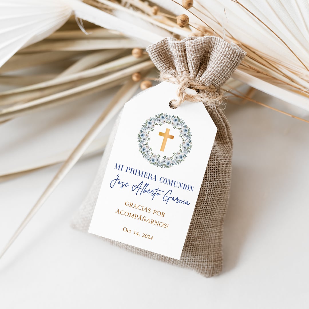 Editable First Holy Communion Favor Tag, Spanish Thank You Tag, Gift ...