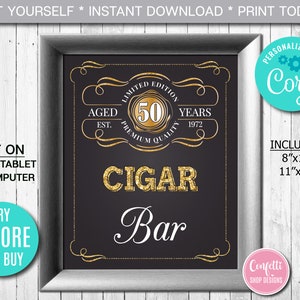 EDITABLE Cigar Labels 50th Birthday Cigar Band, Aged to Perfection, Any ...