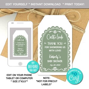 Cielito Lindo Baby Shower Favor Tag, Editable Template, Mexican Barro ...