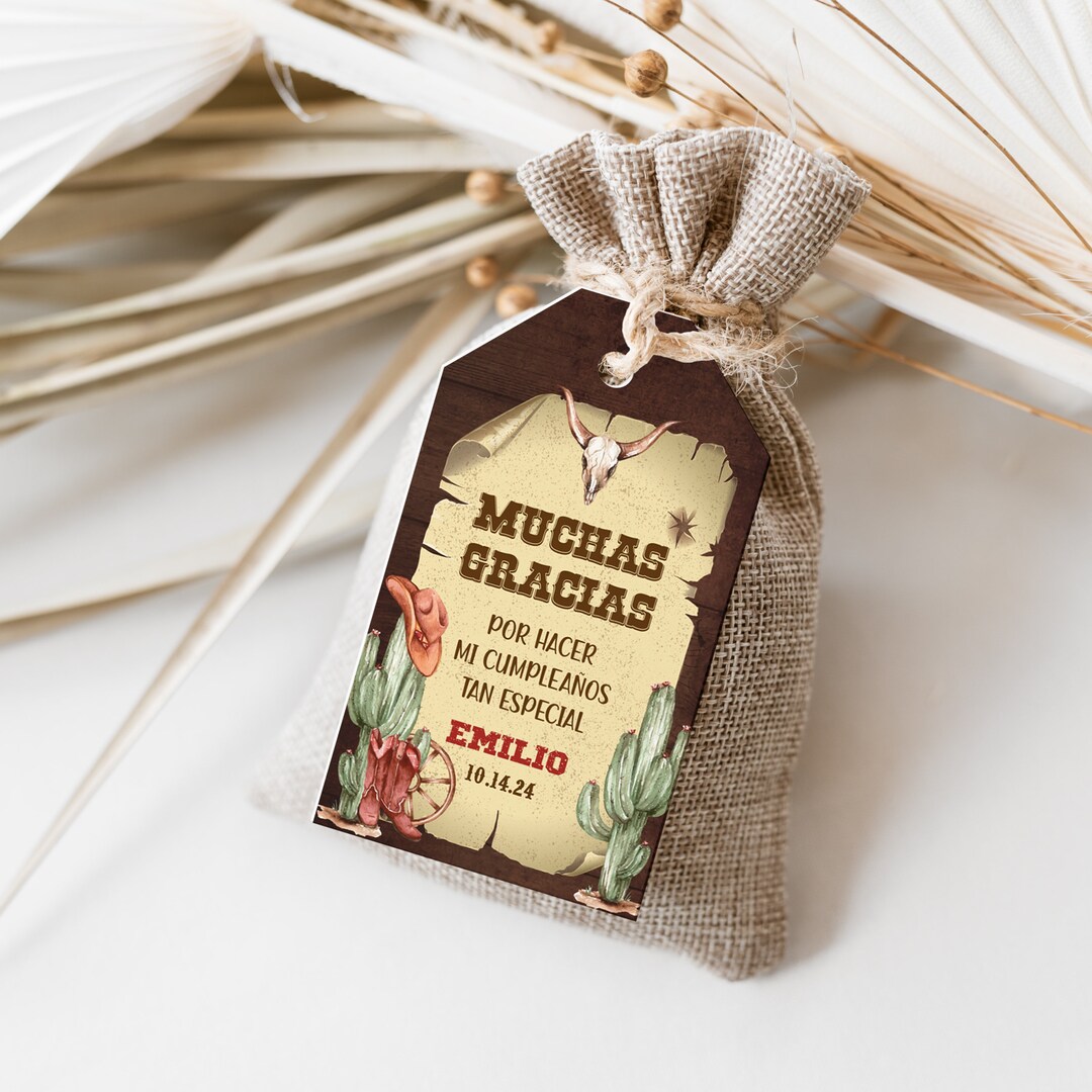 EDITABLE Western Birthday Favor Tags, Spanish Cowboy Birthday, Wild ...