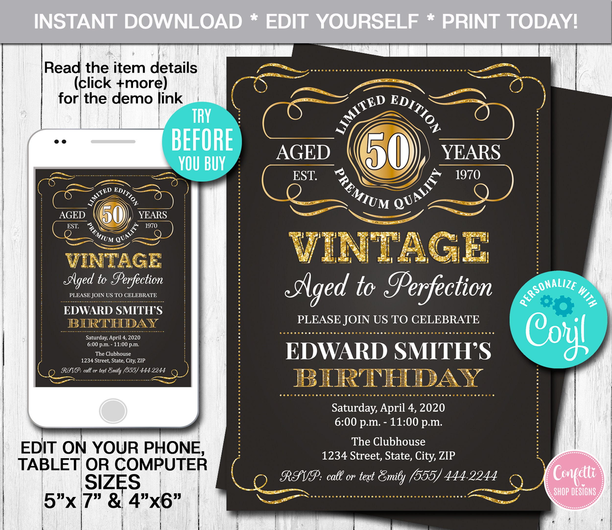 Editable Aged To Perfection Birthday Invitation Any Age Etsy Australia