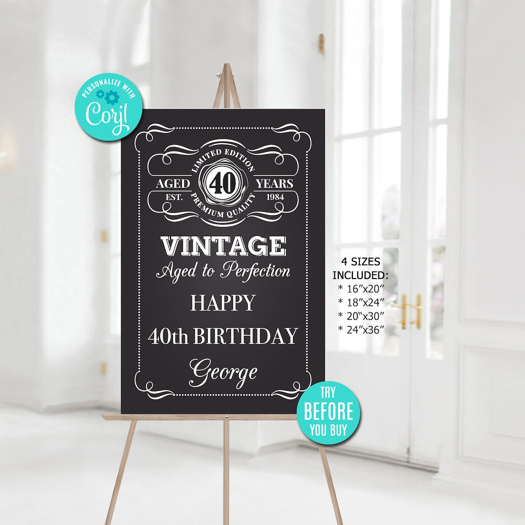 Editable Happy Birthday Sign Template, Aged to Perfection, ANY AGE ...