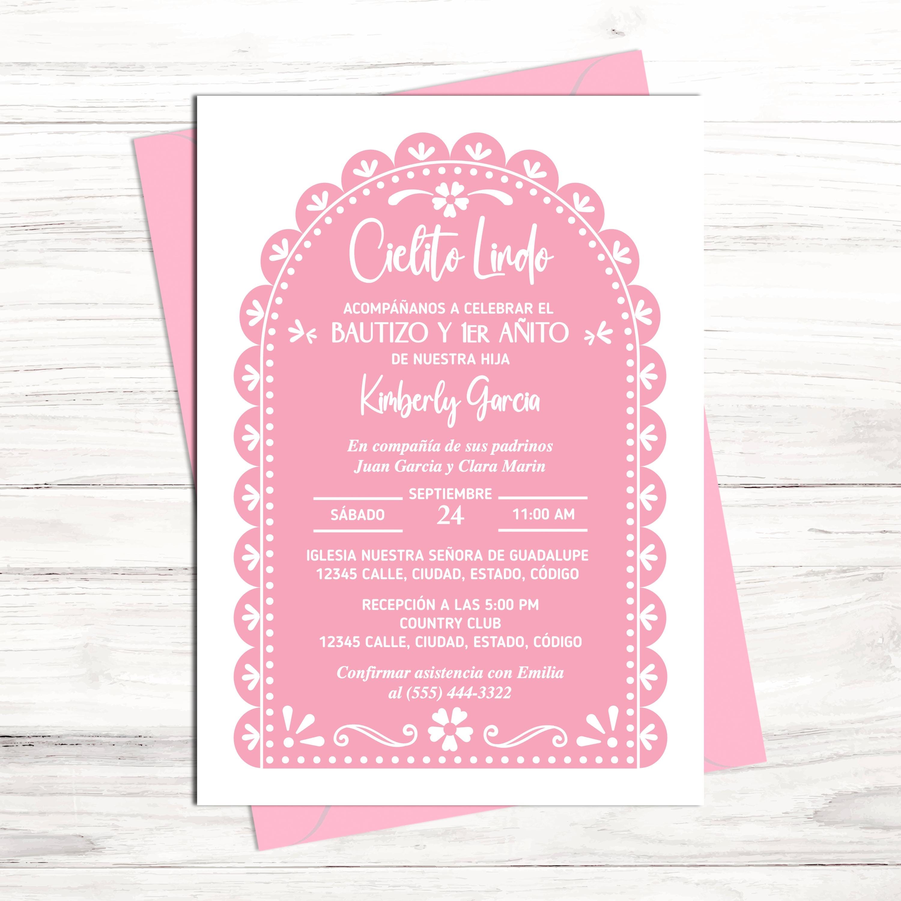 Cielito Lindo Baptism and 1st Birthday Invitation, Editable Template ...