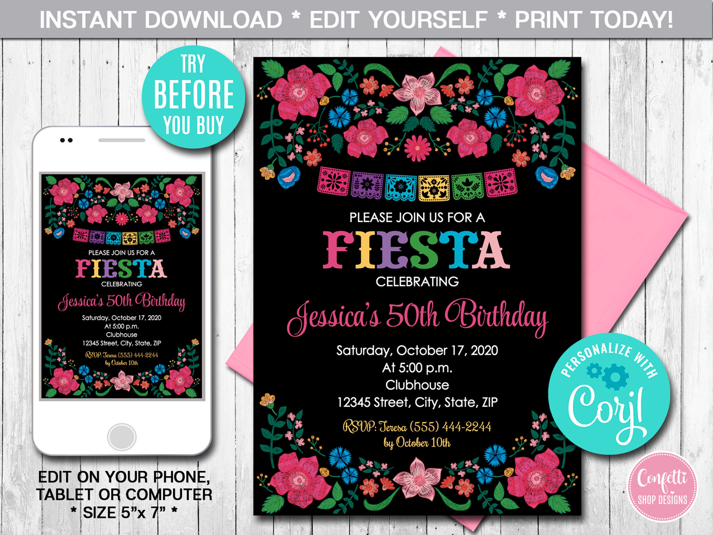 EDITABLE Mexican Food Labels Fiesta Party Place Card Tent Card | Etsy
