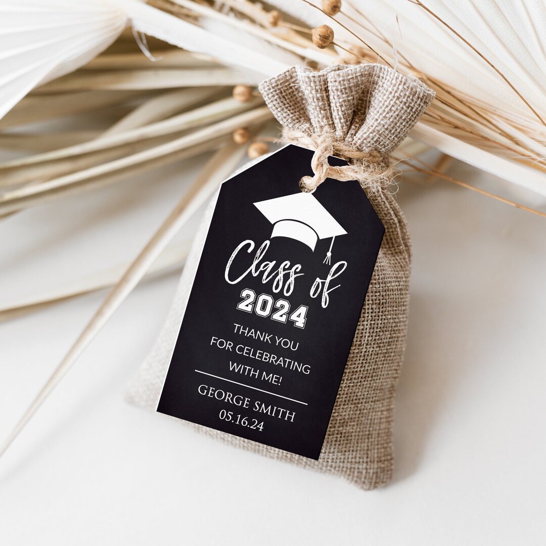 EDITABLE Graduation Favor Tag, Printable Grad Party Gift Tag, Class of ...