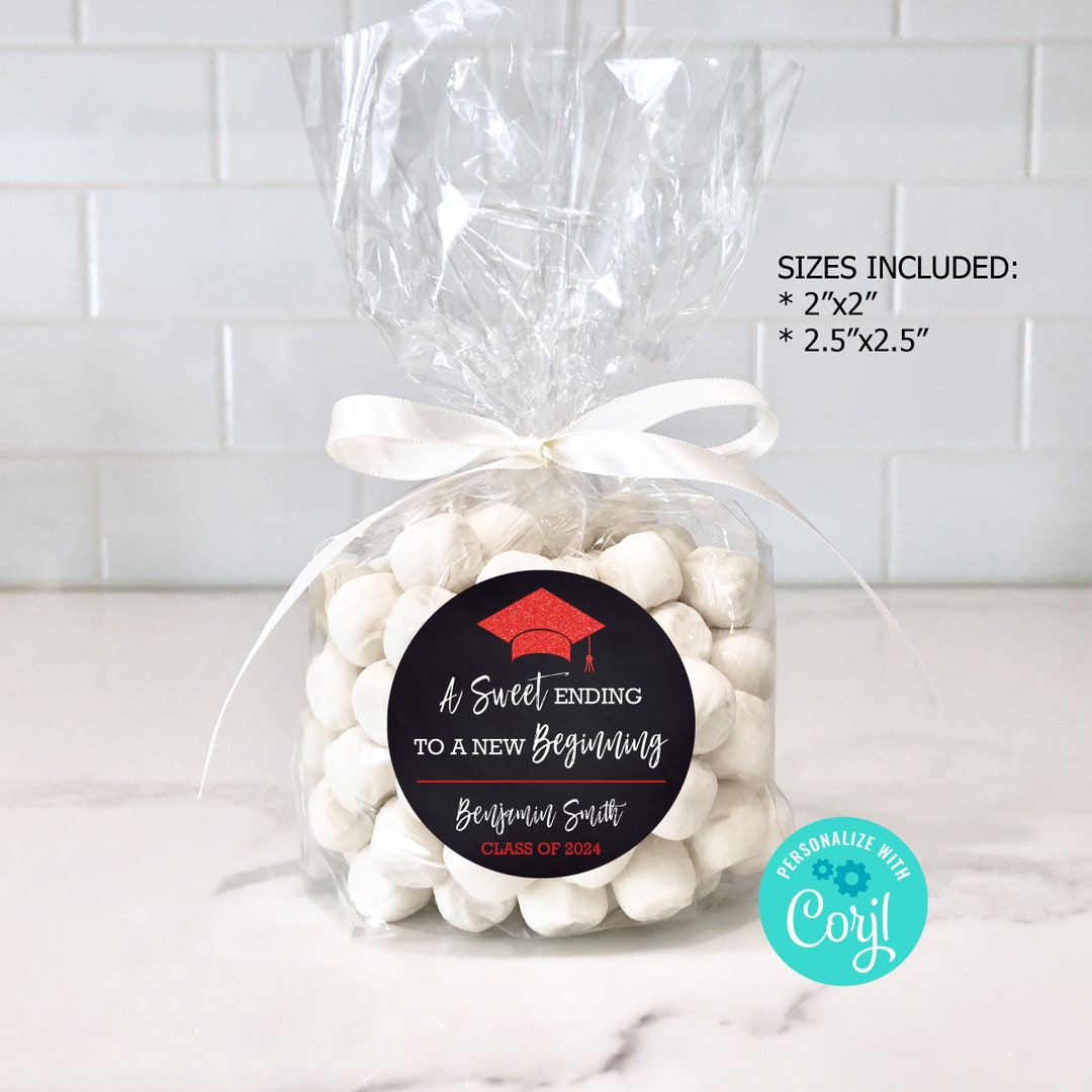 Graduation Favor Tag Template, A Sweet Ending to a New Beginning Tag ...