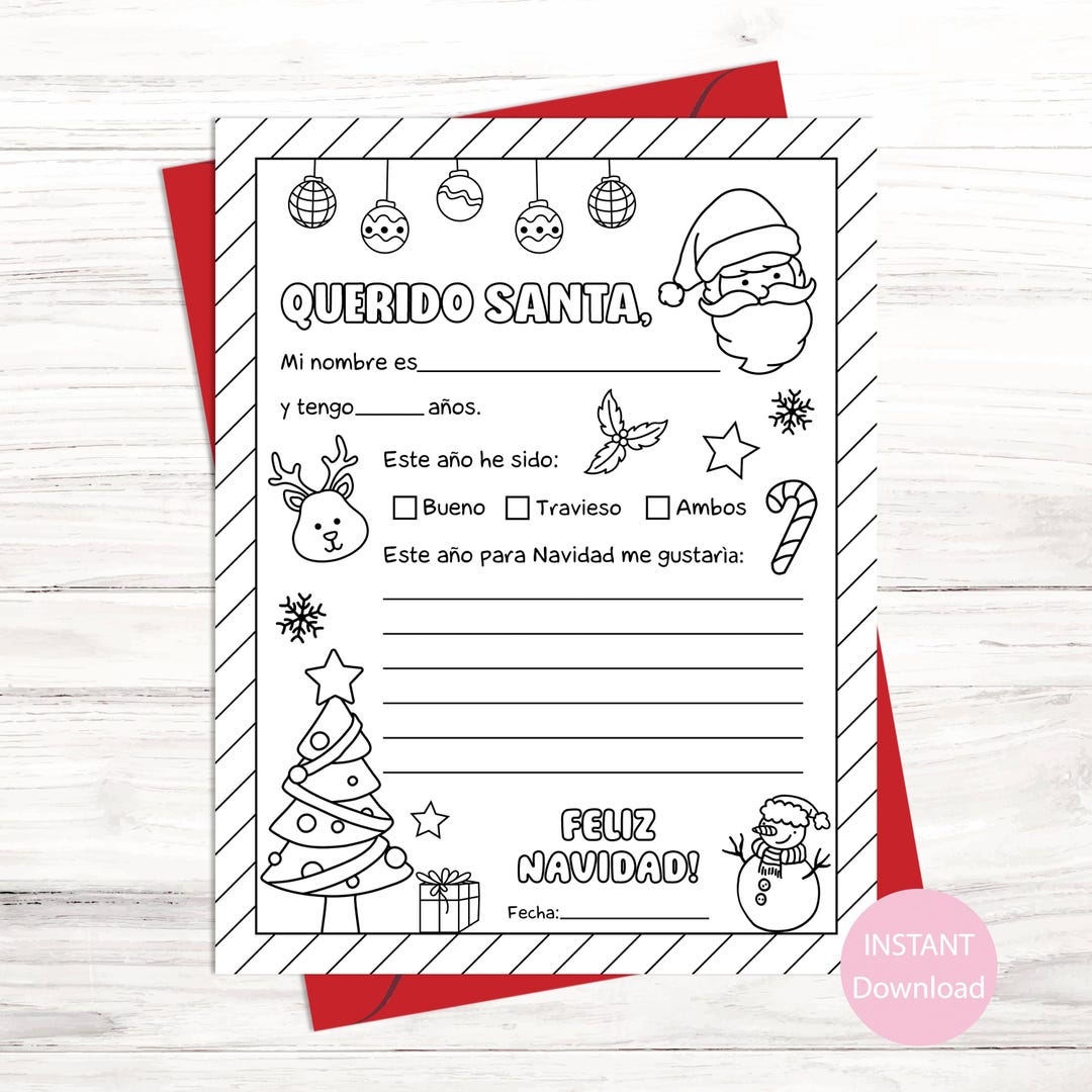 Carta a Santa para colorear, Carta a Santa para colorear, Carta ...