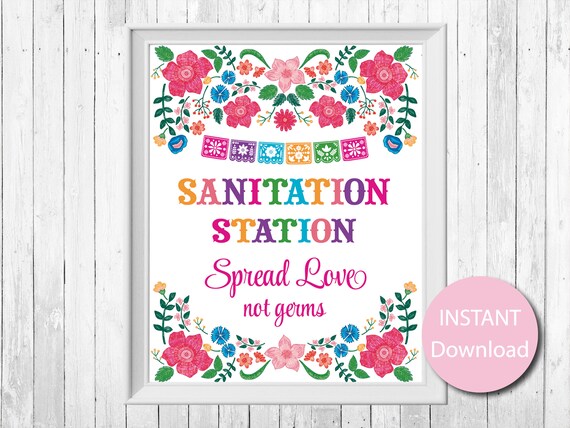 Mexican Sanitation Station Sign Spread Love Not Germs Station - Etsy