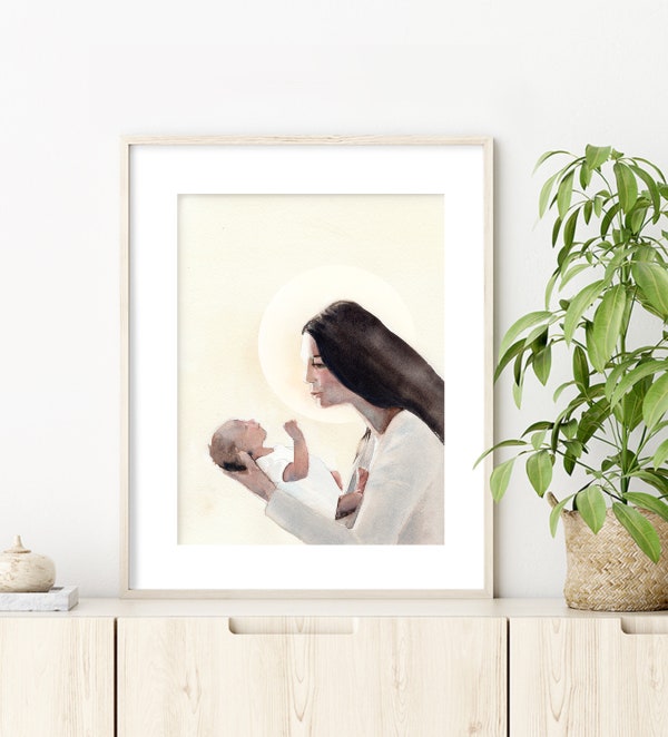 Christ and the Children Modern LDS Art Print, Minimalist Home Decor ...