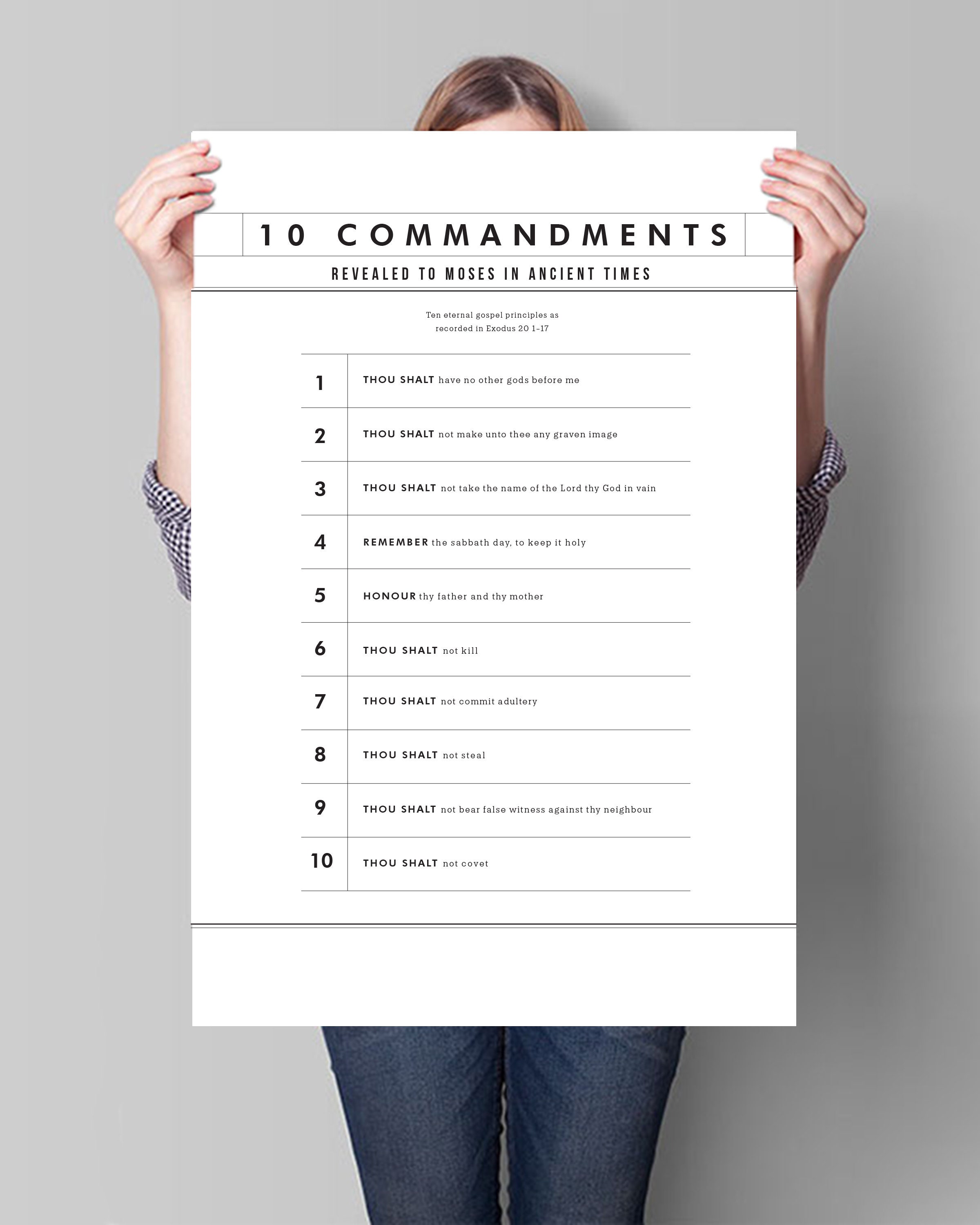 10 Commandments Printable Ten Commandments Bible Typographic | Etsy