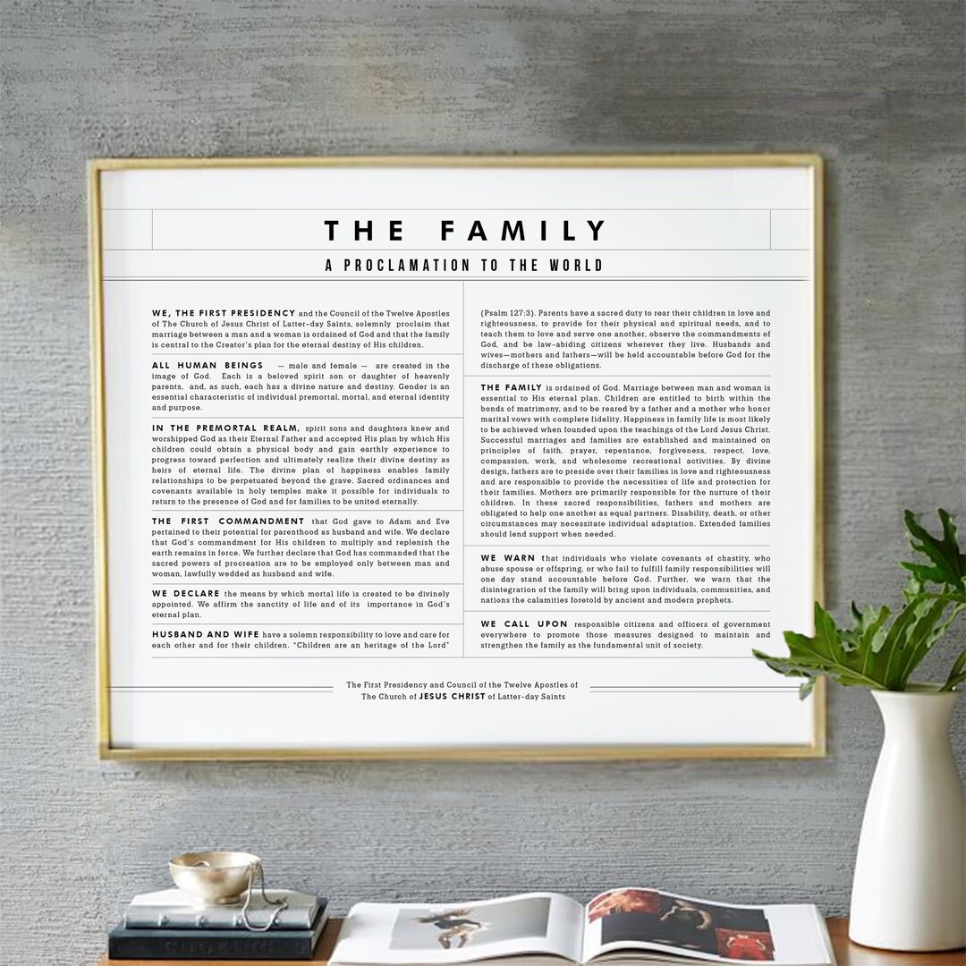 The Family Proclamation to the World Horizontal Type Printable - Etsy