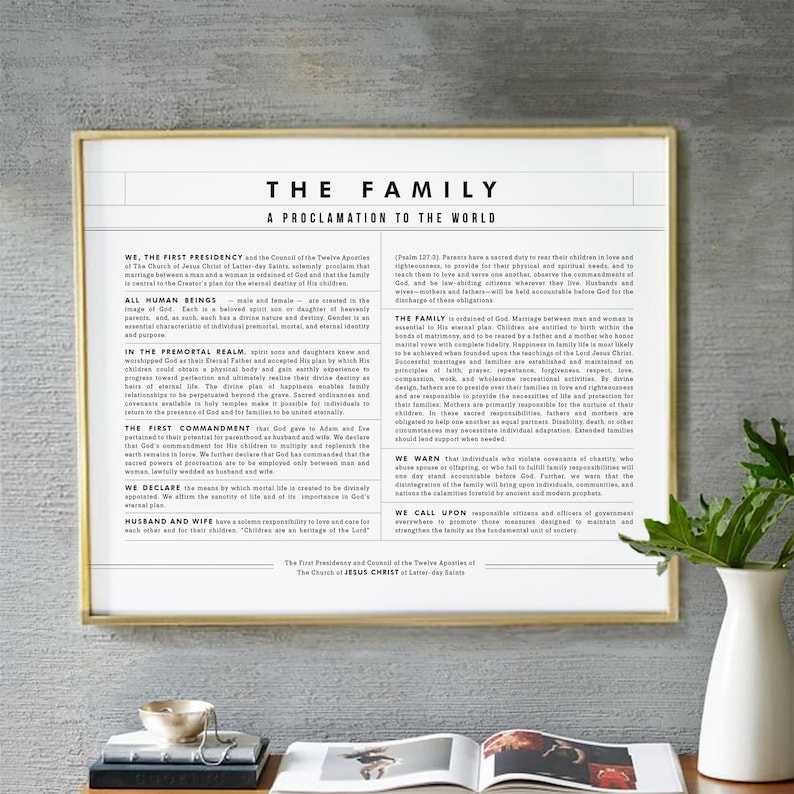The Family Proclamation to the World Horizontal Type Printable | Etsy