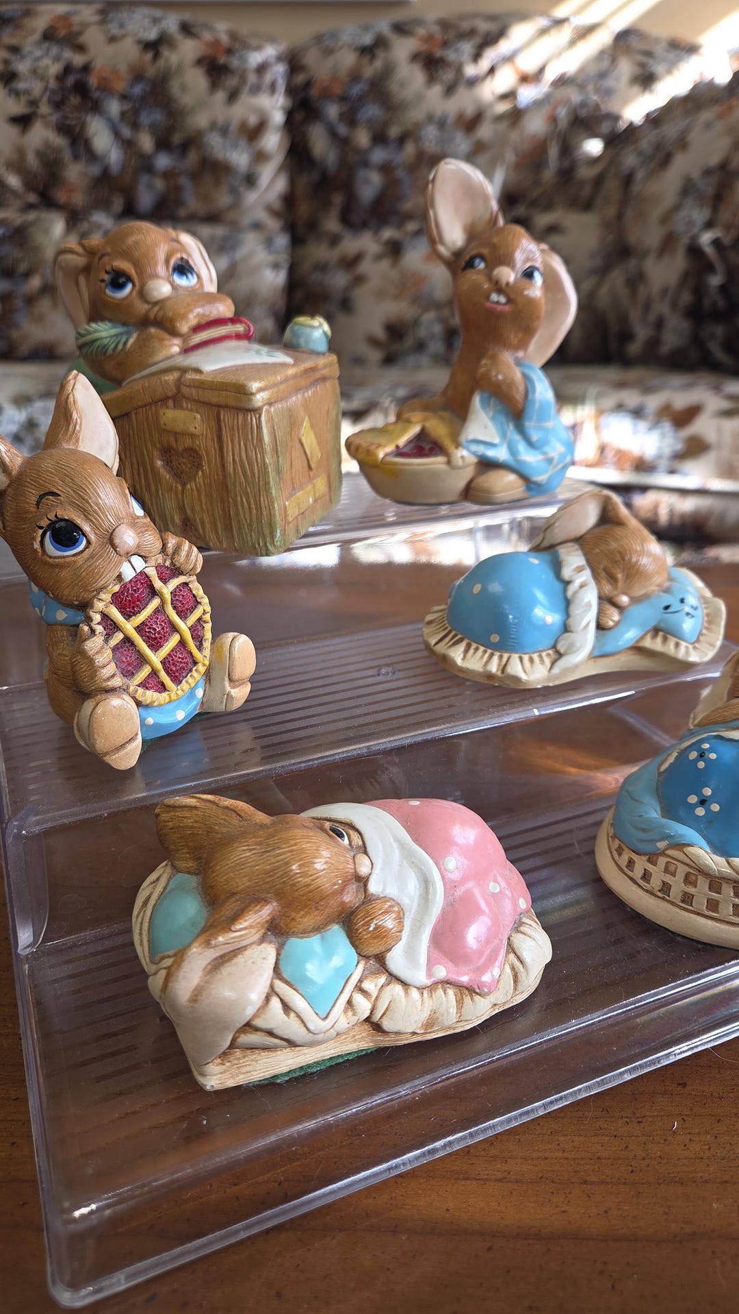 Lot of 6 Vintage Pendelfin Rabbits Hand Painted Stone Craft, Rare ...