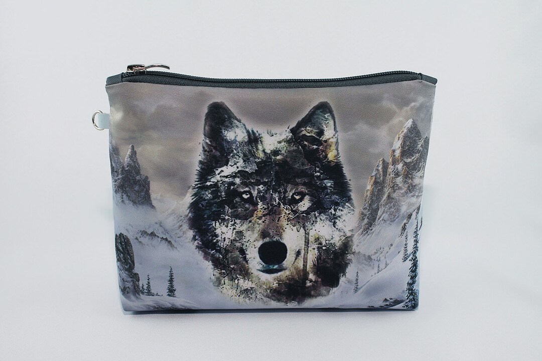 Wolf Cosmetic Bag Makeup Bag Wolf Grey Bag Wolf Zipper Pouch Pouch With ...