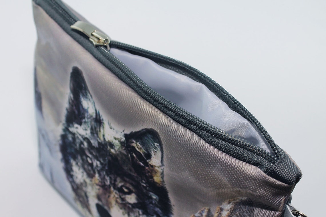 Wolf Cosmetic Bag Makeup bag Wolf Grey Wolf Cosmetic Bag | Etsy