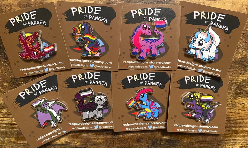 Pride of Pangaea: Acrylic Dinosaur Pride Pins - Etsy