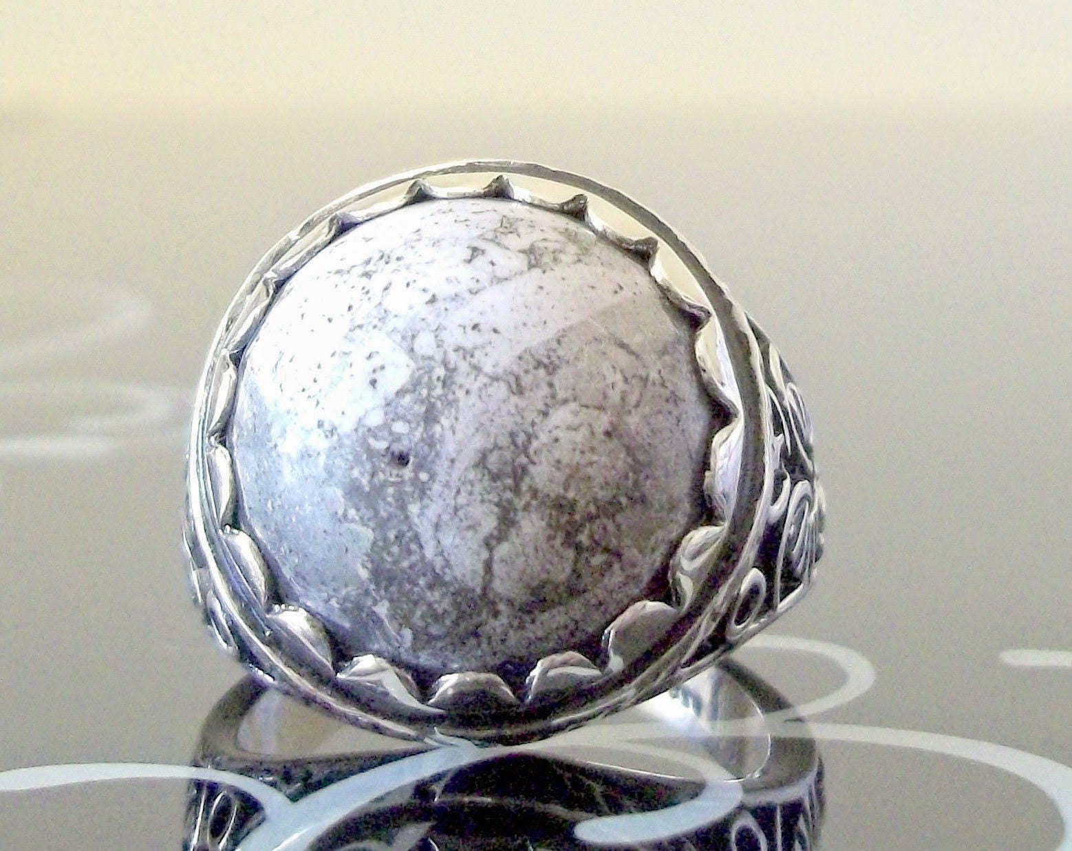 925 Sterling Silver Men's Ring With Absolutely Handmade Real Fossil ...