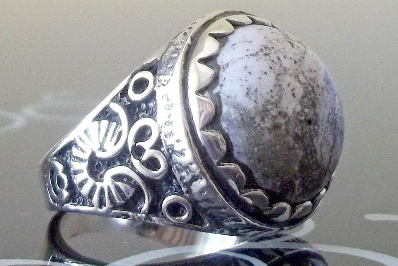 925 Sterling Silver Men's Ring With Absolutely Handmade Real Fossil ...