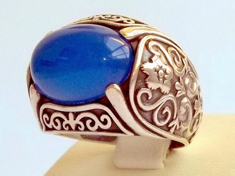 925 Sterling Silver Men's Ring With Totally Handmade Real Lapis Lazuli ...