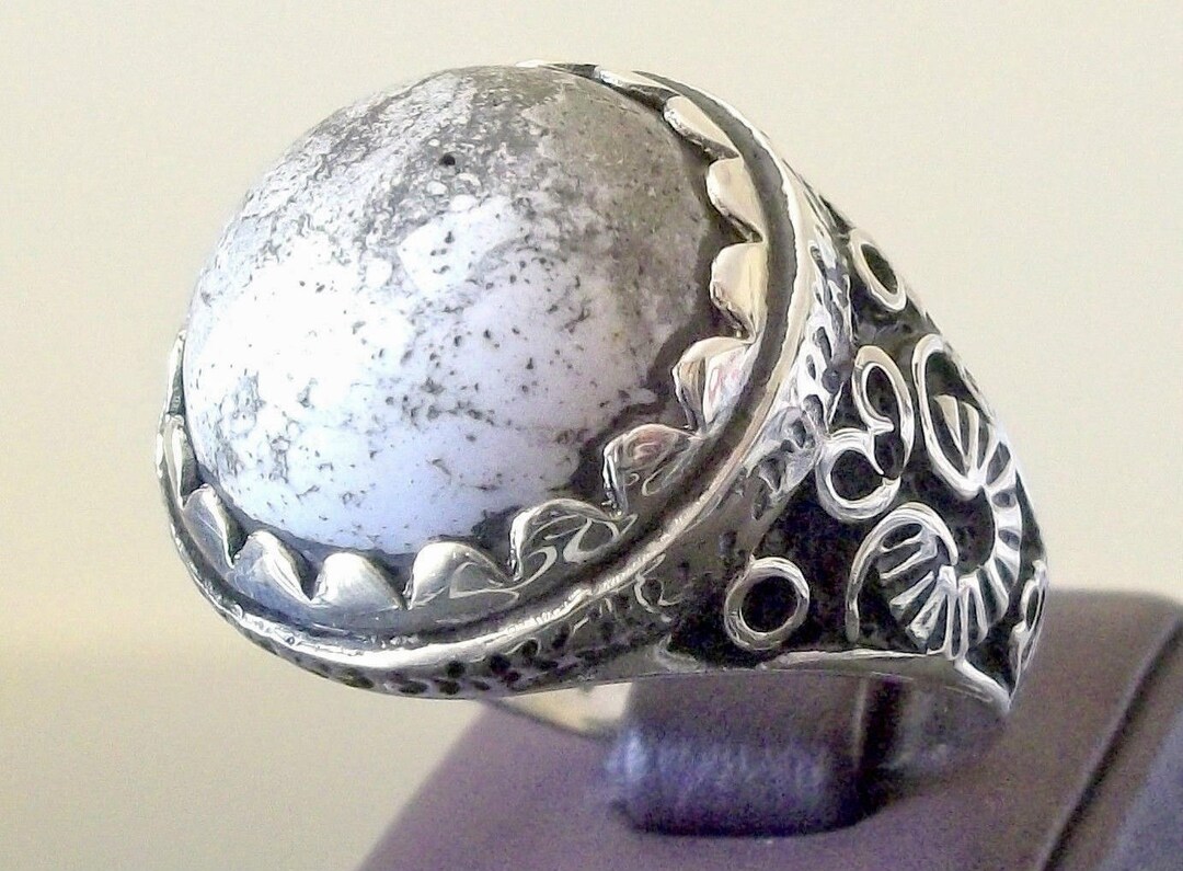 925 Sterling Silver Men's Ring With Absolutely Handmade Real Fossil ...