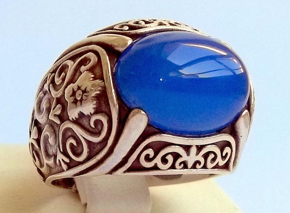 925 Sterling Silver Men's Ring With Totally Handmade Real Lapis Lazuli ...