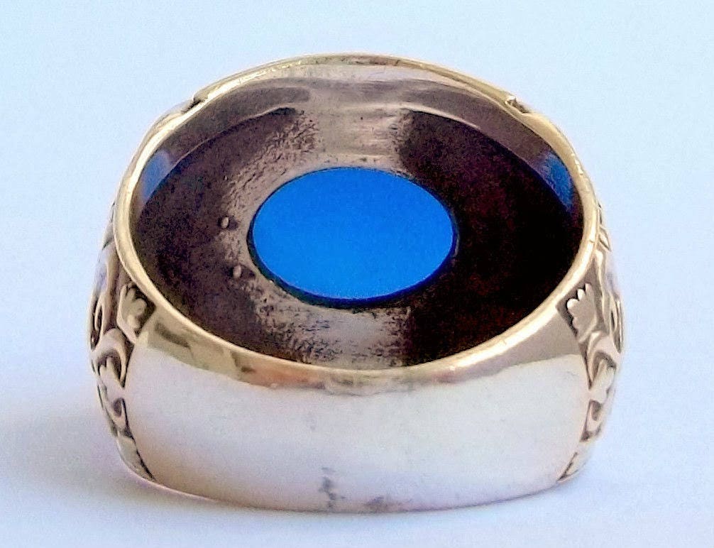 925 Sterling Silver Men's Ring With Totally Handmade Real Lapis Lazuli ...