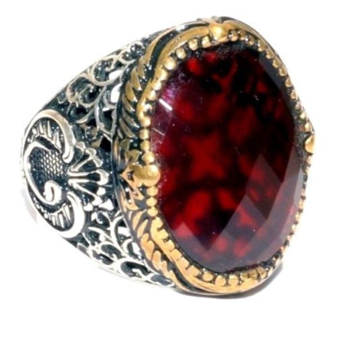 925 Sterling Silver Men's Ring With Absolutely Handmade Real Ruby - Etsy