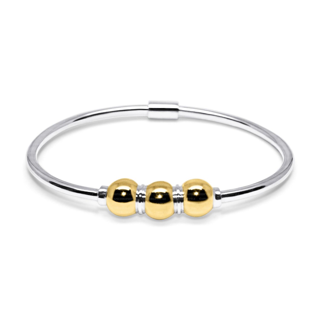 Triple Cape Cod Ball Bracelet in Sterling Silver With 14K Yellow Gold ...